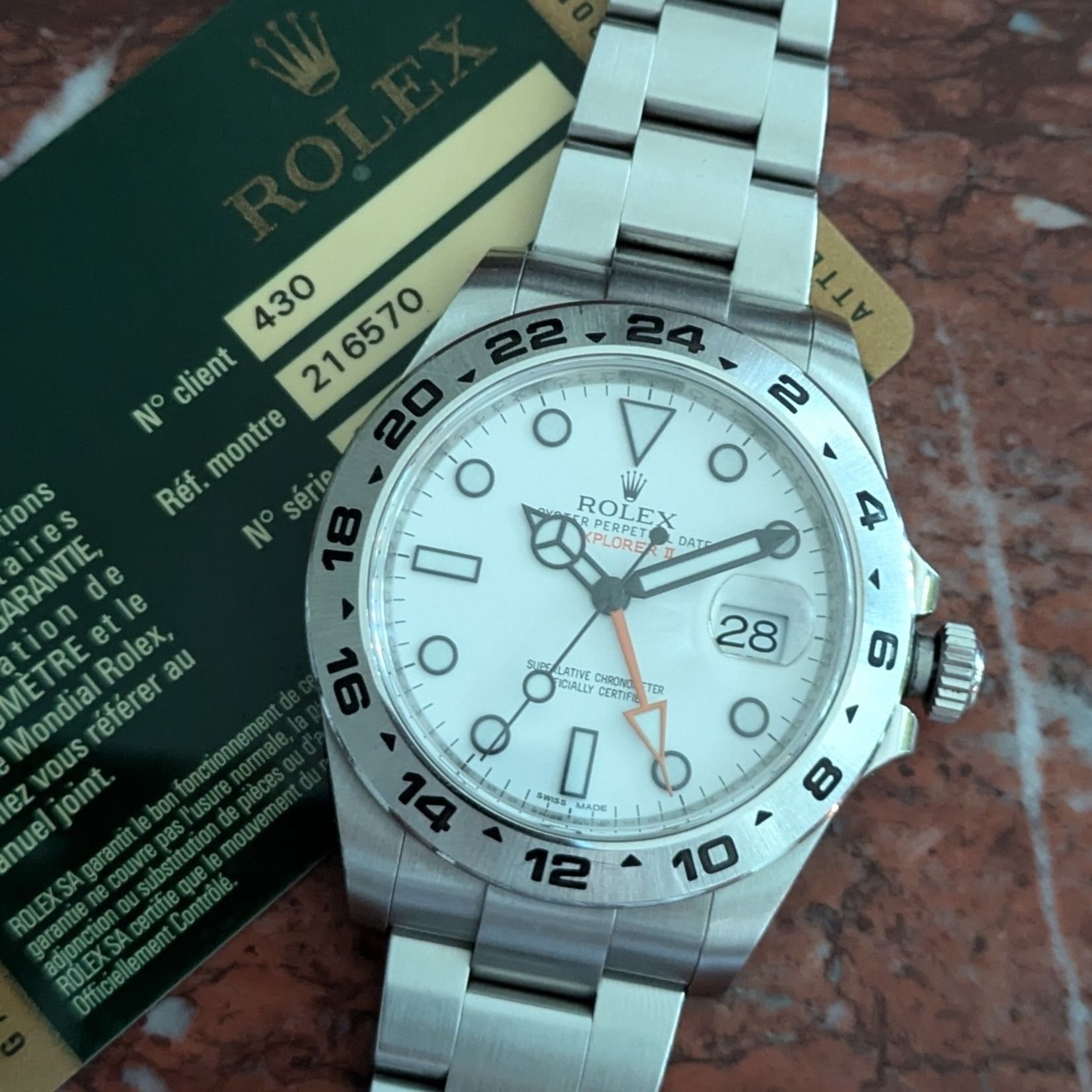 Unpolished Full Set Rolex Explorer II 216570 GMT White Dial Oyster Perpetual Polar, Luxury ...