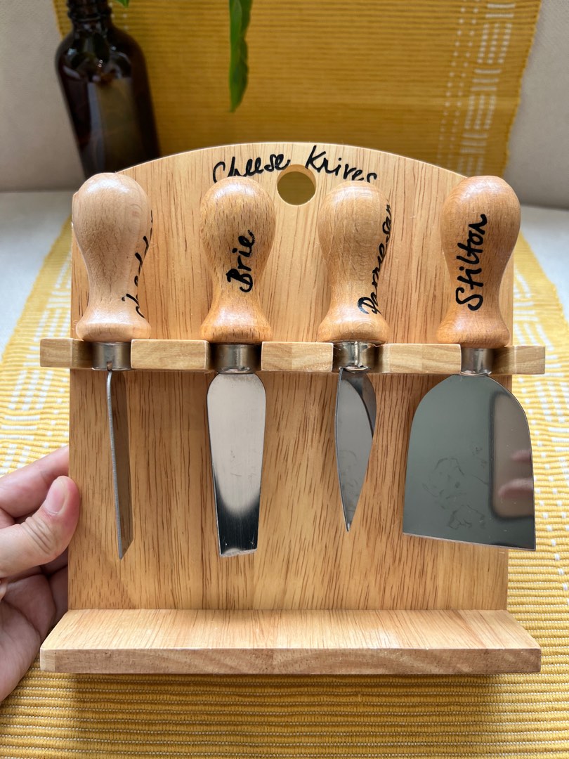 Vintage English Cheese Knives and Display Wall Holder, Furniture & Home ...