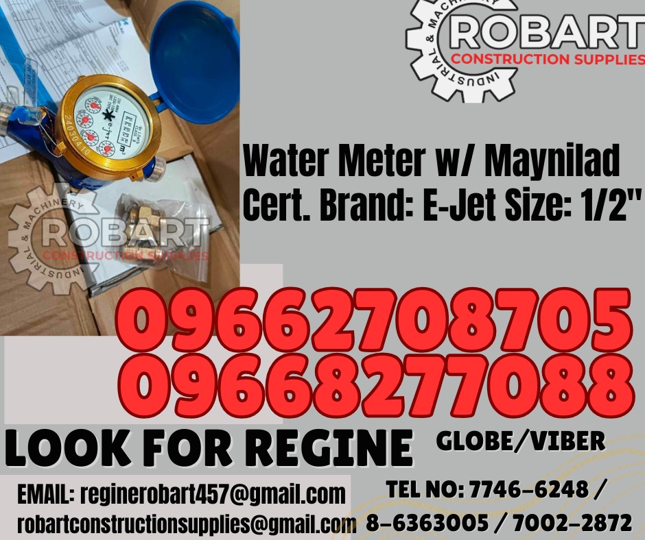 Water Meter w/ Maynilad Cert. Brand: E-Jet Size: 1/2"., Commercial ...