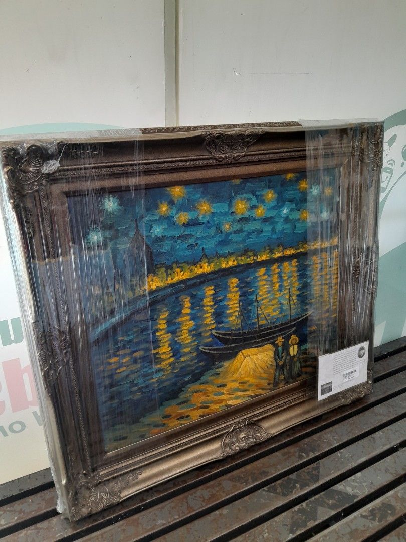 Wood Monet Van Gogh Frame Oil Painting 31" x 27", Furniture & Home ...