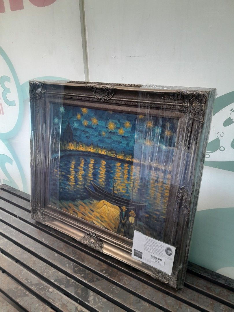 Wood Monet Van Gogh Frame Oil Painting 31" x 27", Furniture & Home ...