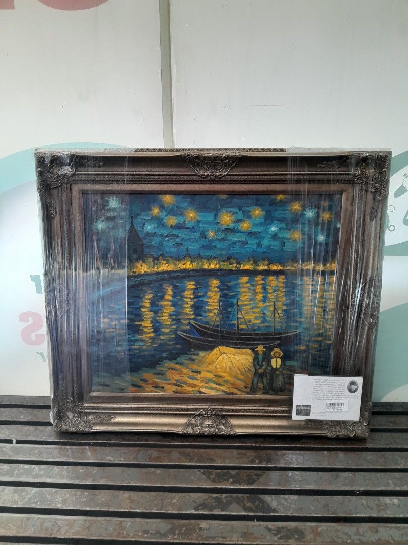 Wood Monet Van Gogh Frame Oil Painting 31" x 27", Furniture & Home ...