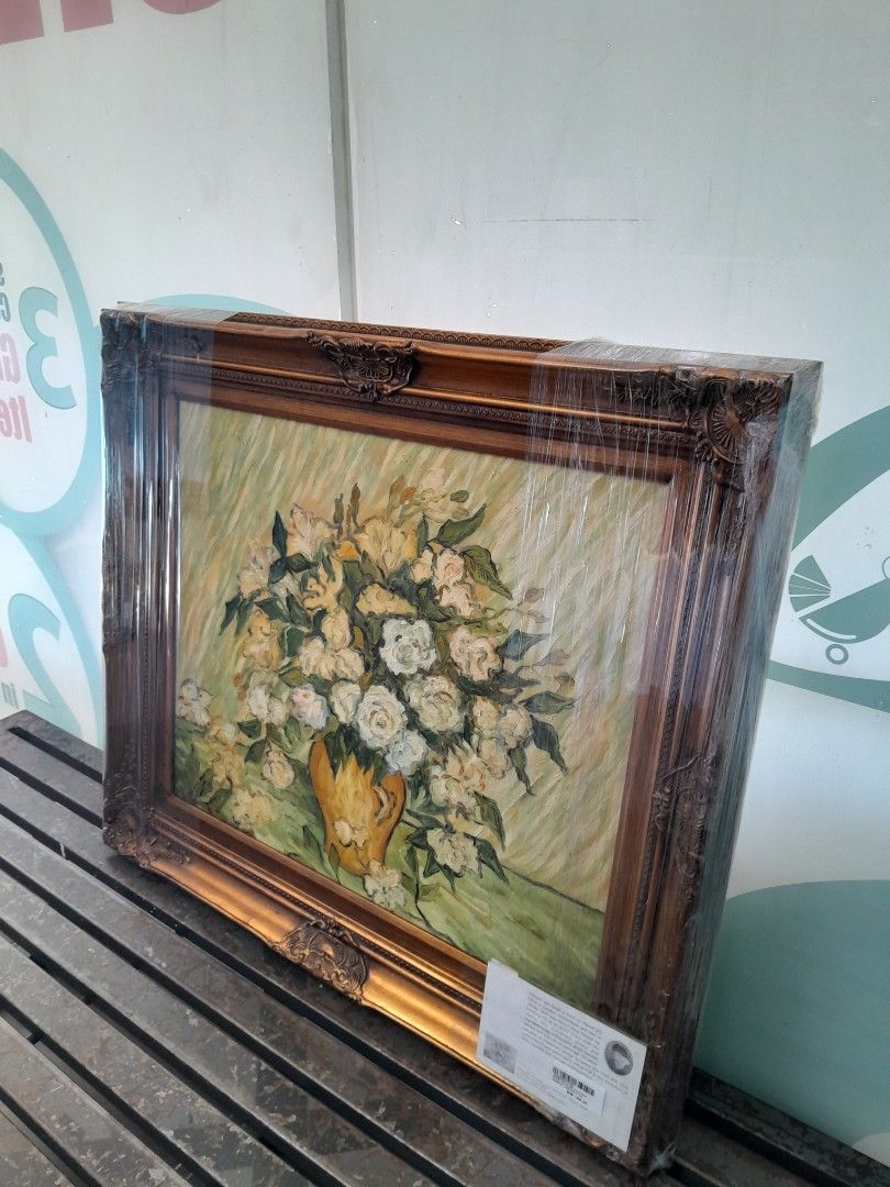 Wood Monet Van Gogh Frame Oil Painting 31" x 27", Furniture & Home ...