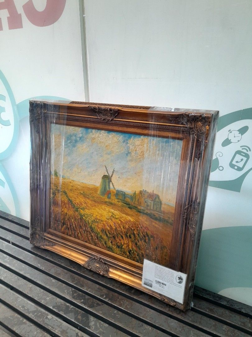Wood Monet Van Gogh Frame Oil Painting 31" x 27", Furniture & Home ...