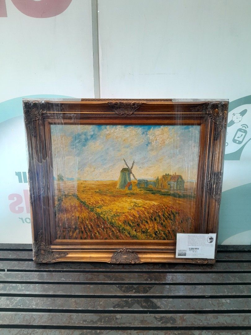 Wood Monet Van Gogh Frame Oil Painting 31" x 27", Furniture & Home ...
