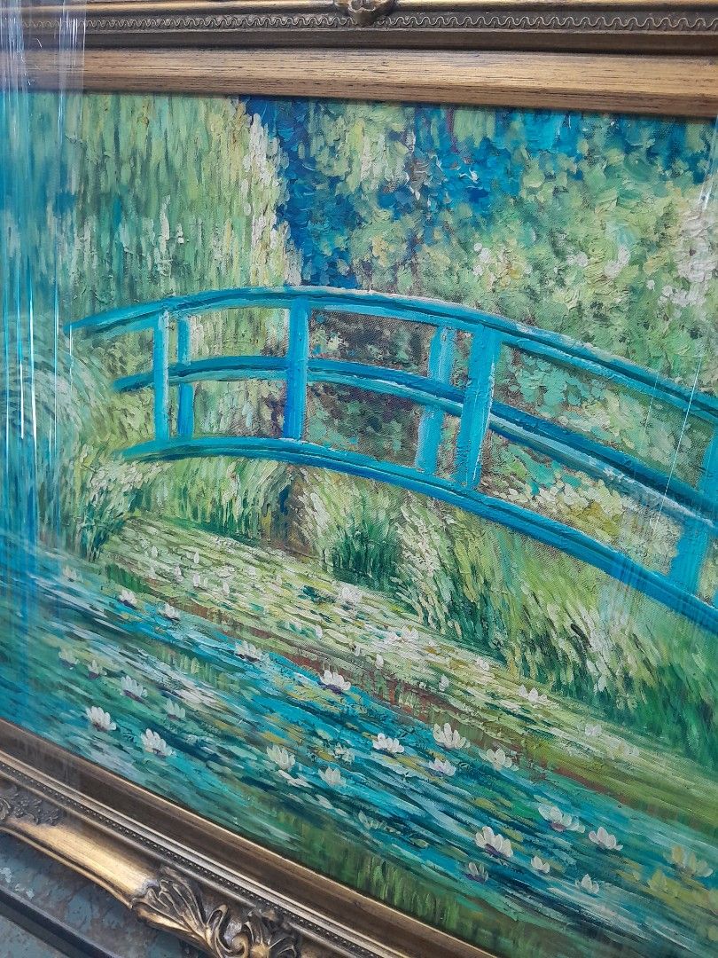 Wood Monet Van Gogh Frame Oil Painting 31" x 27", Furniture & Home ...