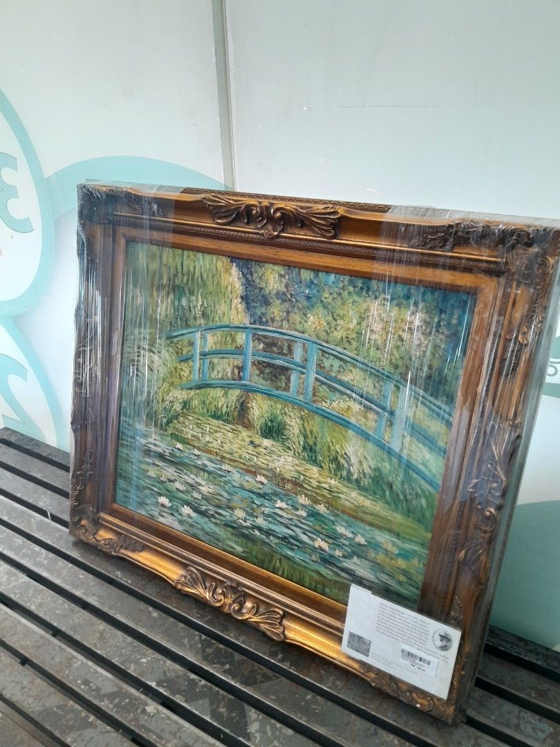 Wood Monet Van Gogh Frame Oil Painting 31" x 27", Furniture & Home ...