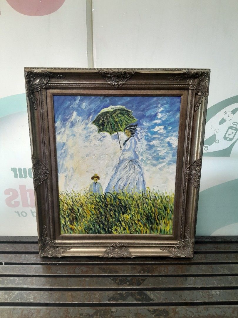 Wood Monet Van Gogh Frame Oil Painting 31" x 27", Furniture & Home ...