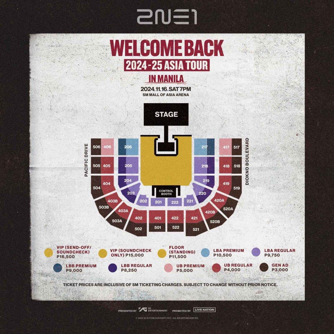(1) Gen Ad 522 Row A - 2ne1 Welcome Back Concert in Manila Day 2 Ticket ...