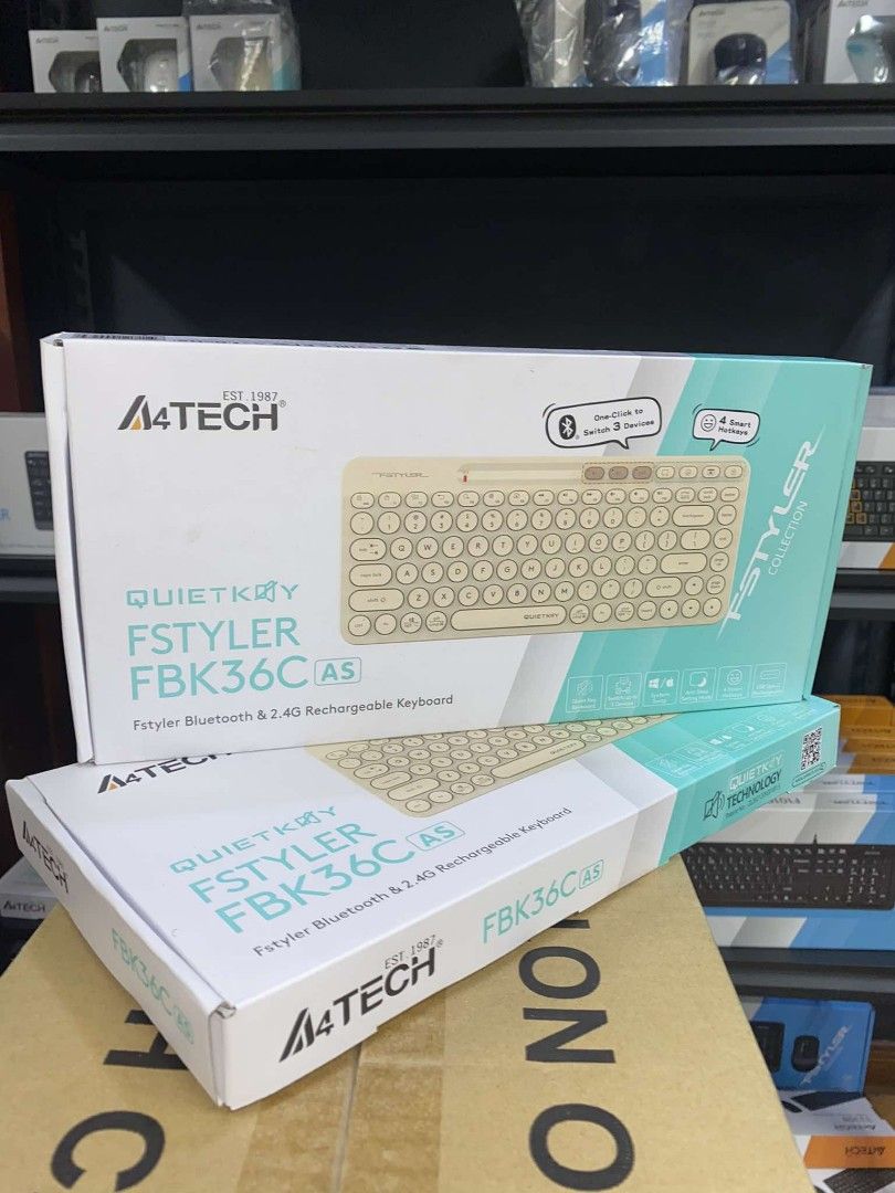A4tech FBK36C AS Fstyler Bluetooth & Wireless Rechargeable QuietKey ...