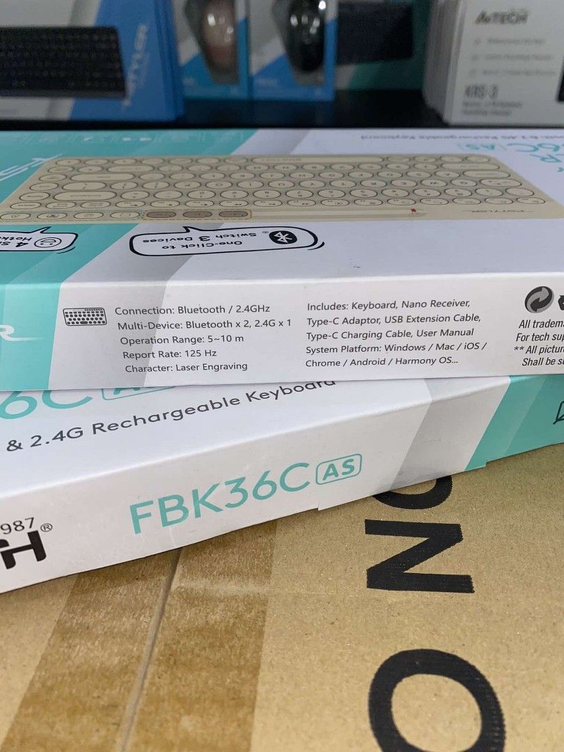 A4tech FBK36C AS Fstyler Bluetooth & Wireless Rechargeable QuietKey ...