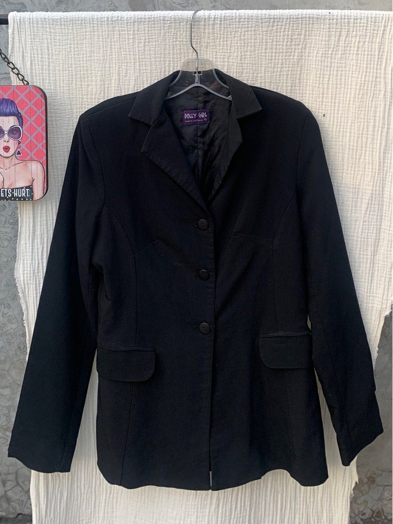 Blazer hitam basic polos vintage korean style lawas jadul kuno kantor ...