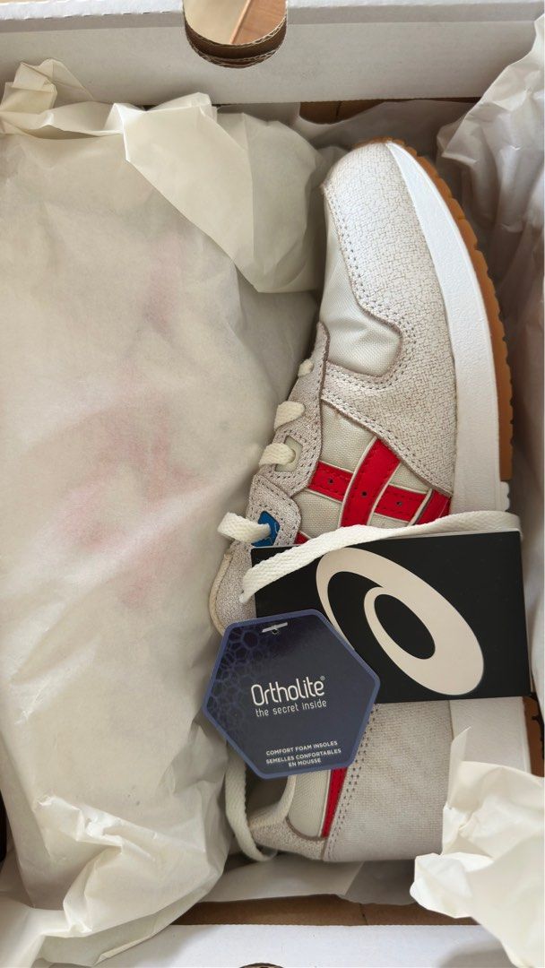 (BNIB) ASICS Men LYTE CLASSIC Sportstyle Shoes in Cream/Classic Red US7 ...