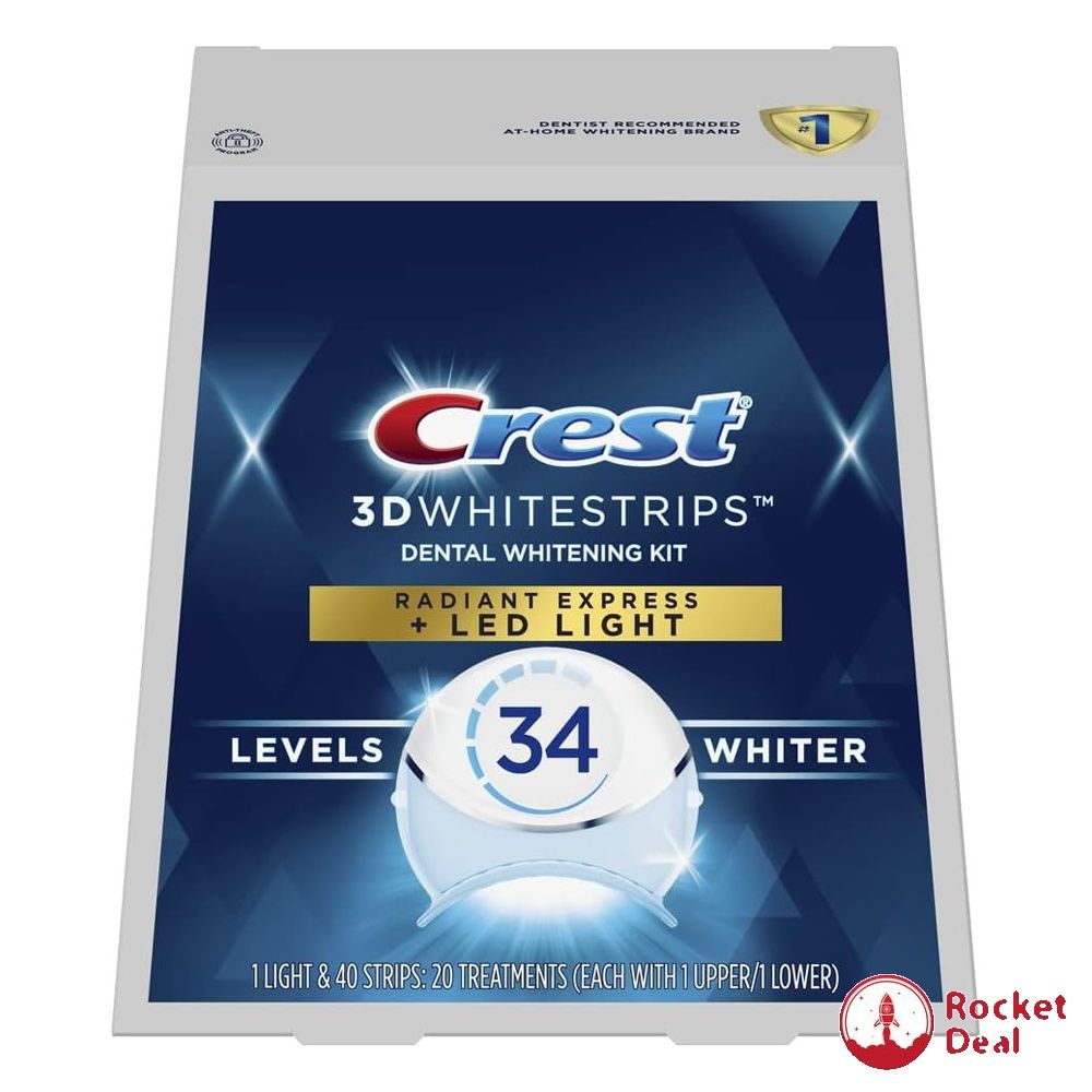 (sg stock) Crest 3D Whitestrips, Radiant Express with LED Accelerator ...