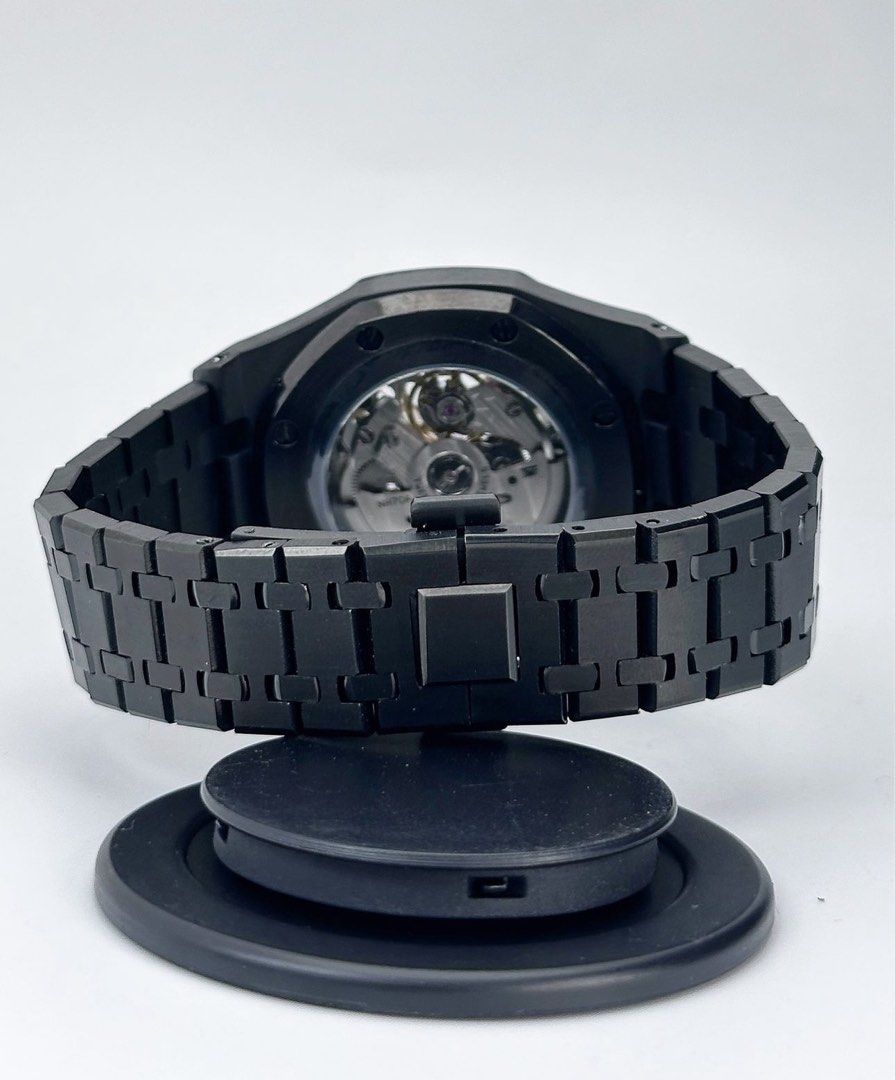 Custom Seiko Mod 42mm Gold Skeleton Black AP Automatic Watch, Men's ...