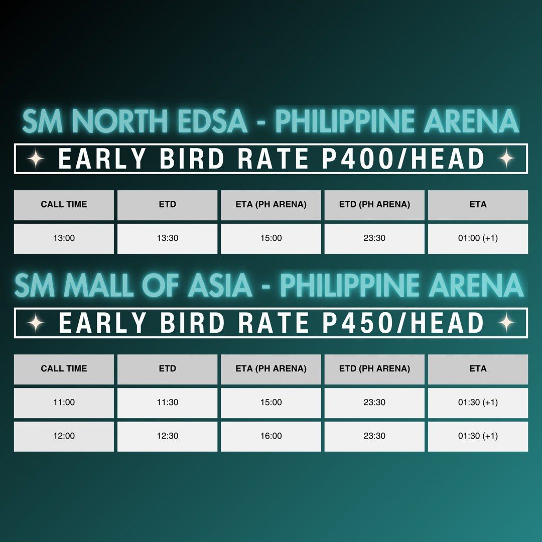 Dua Lipa Roundtrip Shuttle Bus Service to Philippine Arena from Metro ...