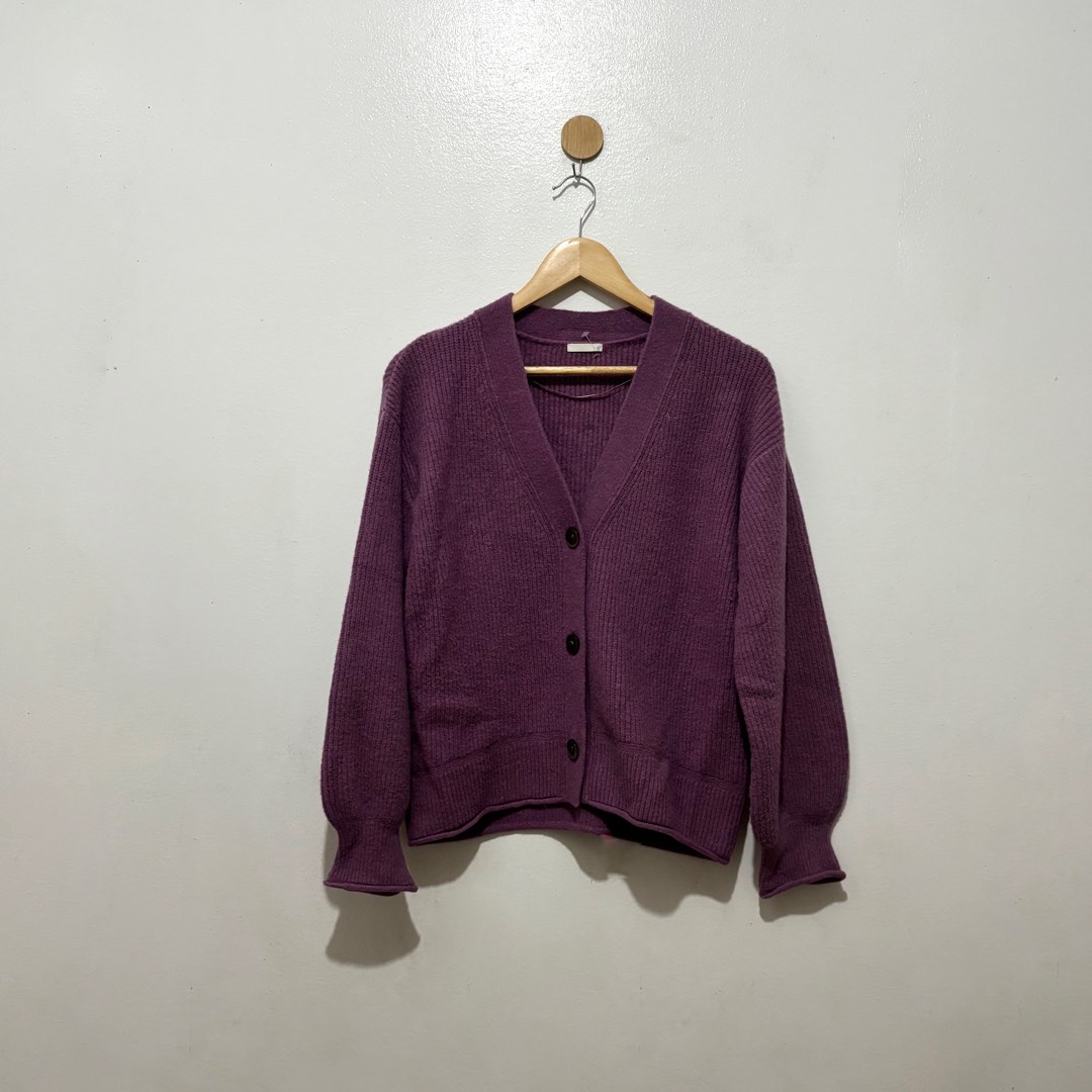 GU Chunky Cardigan in Purple, Women's Fashion, Coats, Jackets and ...