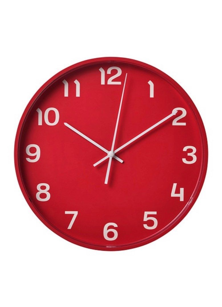 Ikea Pluttis Wall Clock Red, Furniture & Home Living, Home Decor ...