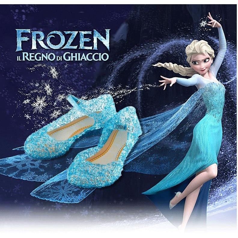 Kids Frozen Shoes Blue Elsa Jelly Shoe Girls Toddler Costume Disney ...