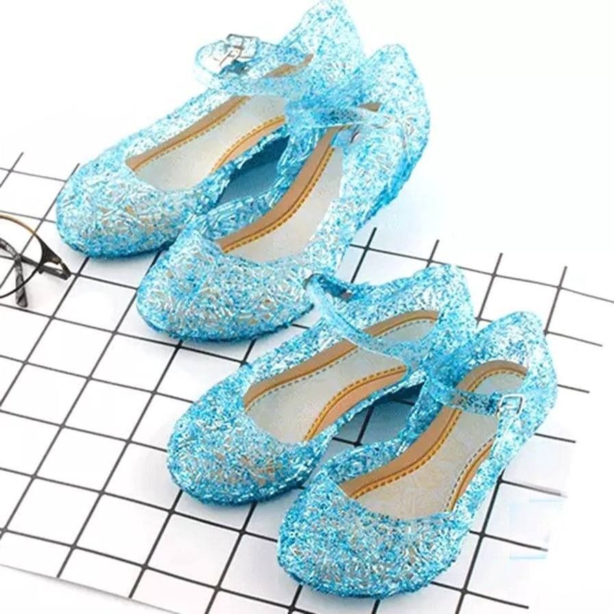 Kids Frozen Shoes Blue Elsa Jelly Shoe Girls Toddler Costume Disney ...