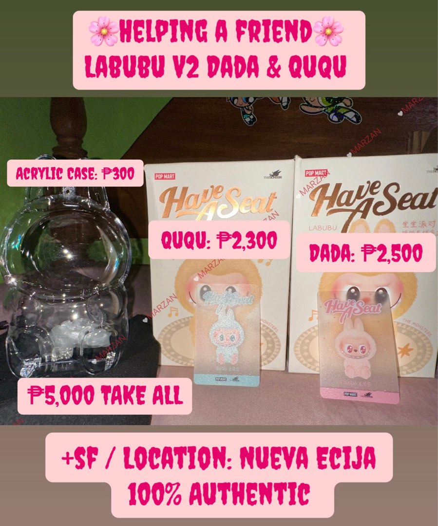 Labubu V2 Dada and Ququ, Hobbies & Toys, Toys & Games on Carousell