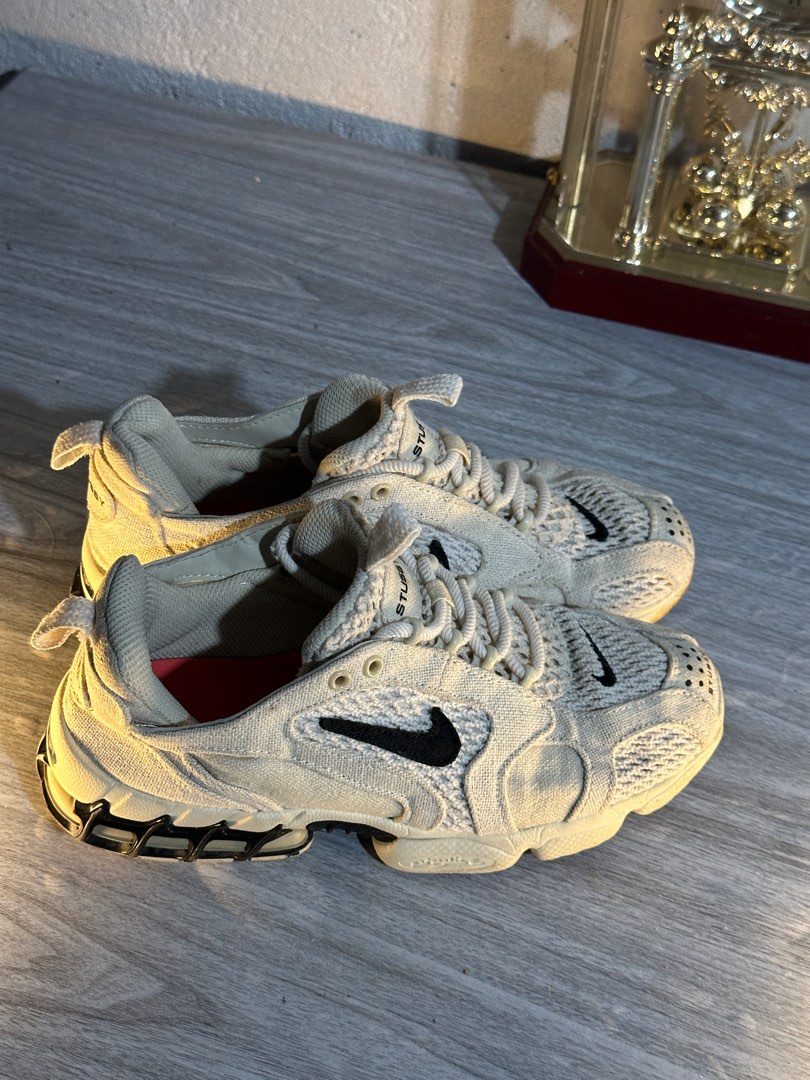nike x stussy air zoom spiridon caged "fossil" sneakers, Men's Fashion ...