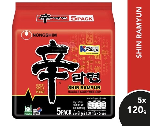 Nongshim Shin Ramyun (5 x 120g) X4, Food & Drinks, Local Eats on Carousell