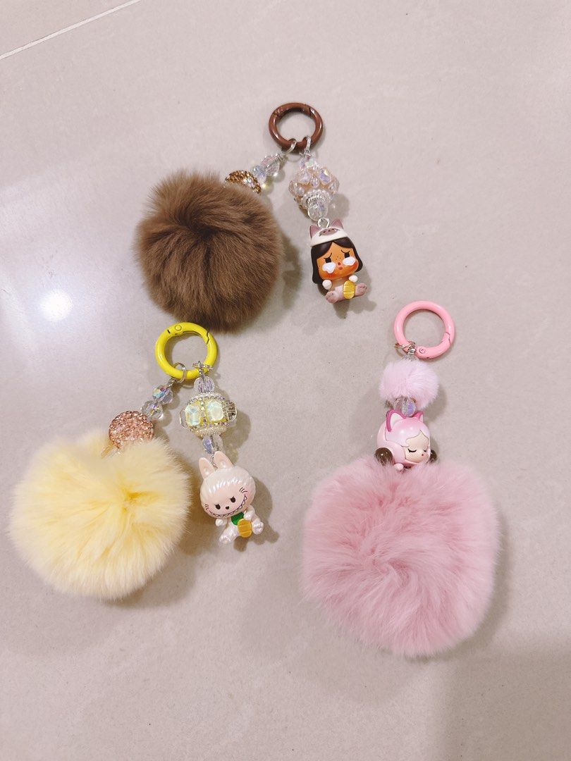 Popmart fortune cat labubu skullpanda sp crybaby keychain, Hobbies ...