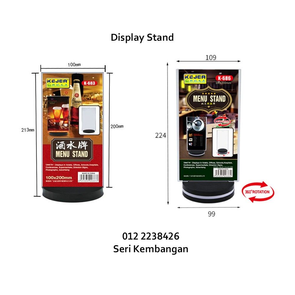 Rotate Display Stand Food Menu Stand Rak Display, Hobbies & Toys ...