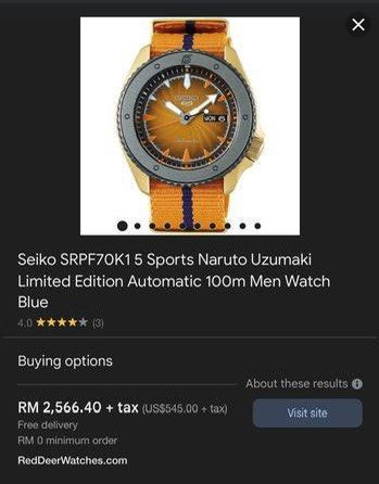 SEIKO 5 NARUTO UZUMAKI Model SRPF70K1 Automatic Watch, Men's Fashion ...