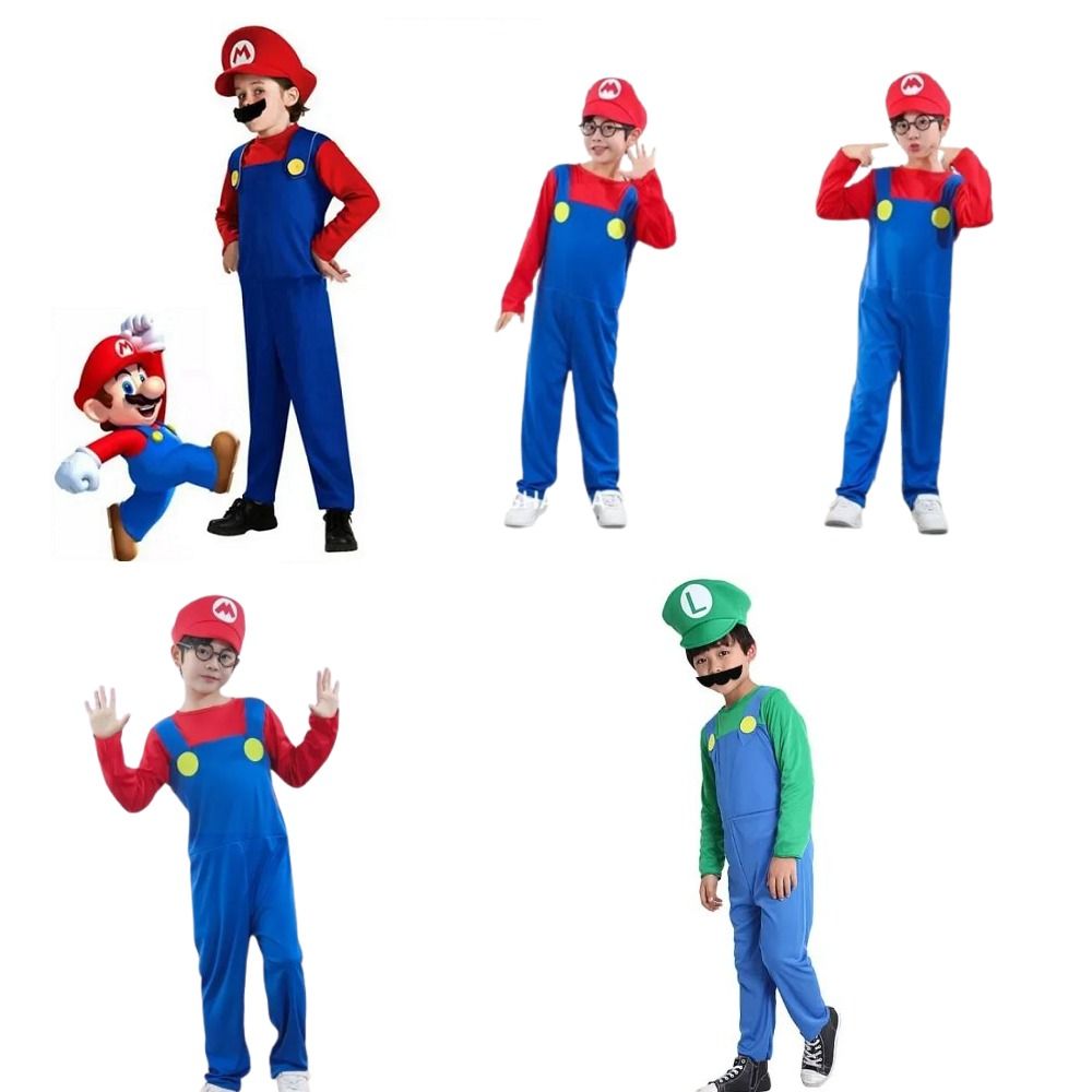 Super Mario Luigi Costume Anime Cosplay Show Cartoon Birthday Halloween ...