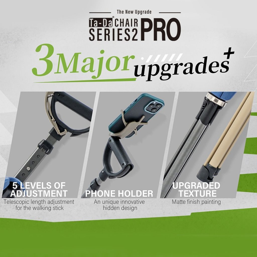 Ta-Da Chair 2 Pro 2-in-1 Walking Seat Stick without Carrying Bag | Made ...