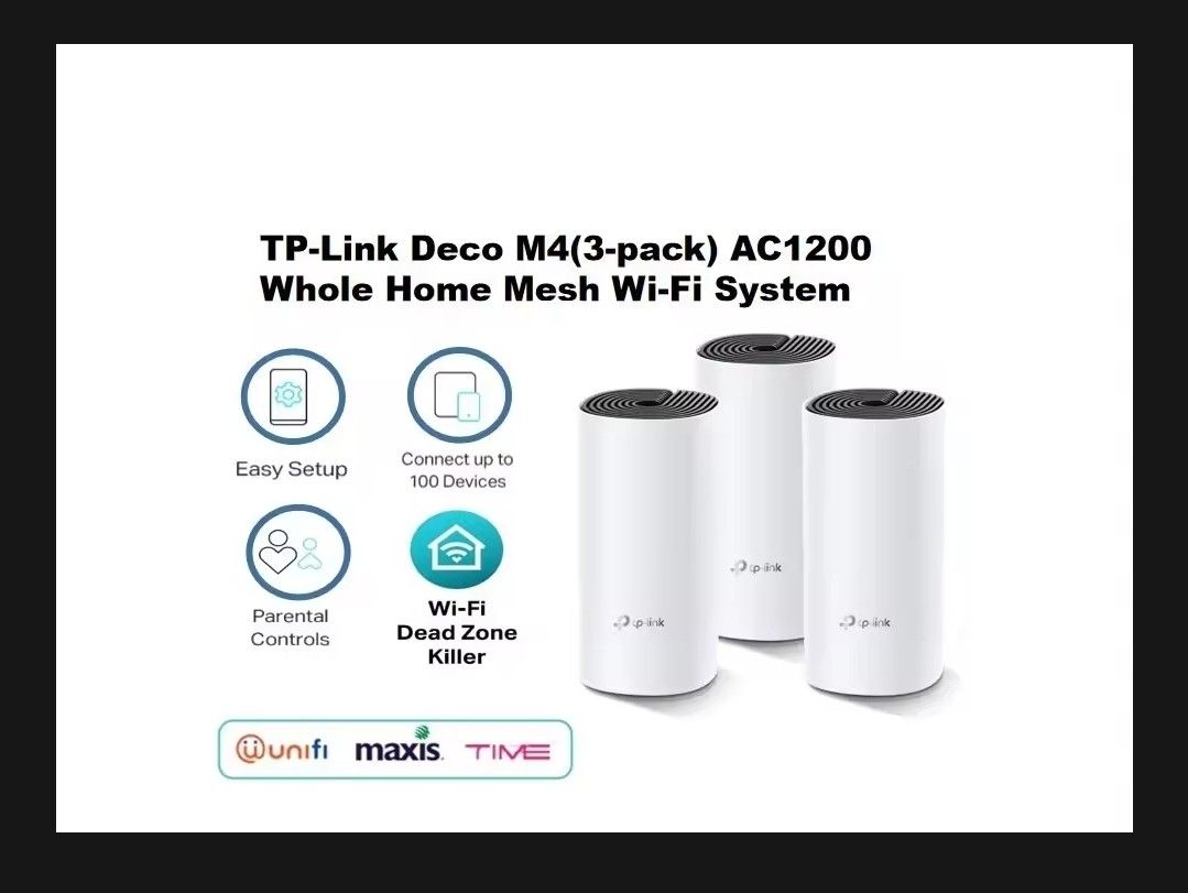 TP-LINK Deco M4 AC1200 Gigabit Mesh WiFi Wireless Gigabit Wi-Fi Router ...