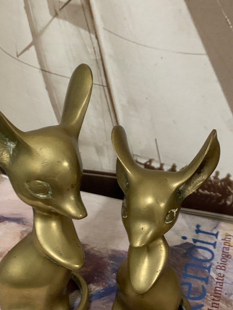 Vintage Pair Solid Brass Mouse Figurines/ Gold Brass Metal Mice/ Retro ...