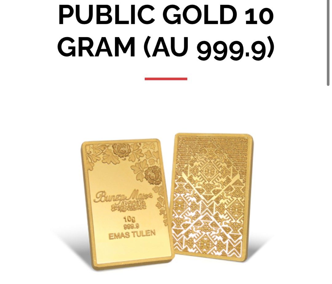10g Gold Bar Bunga Emas Public Gold, Luxury, Accessories on Carousell