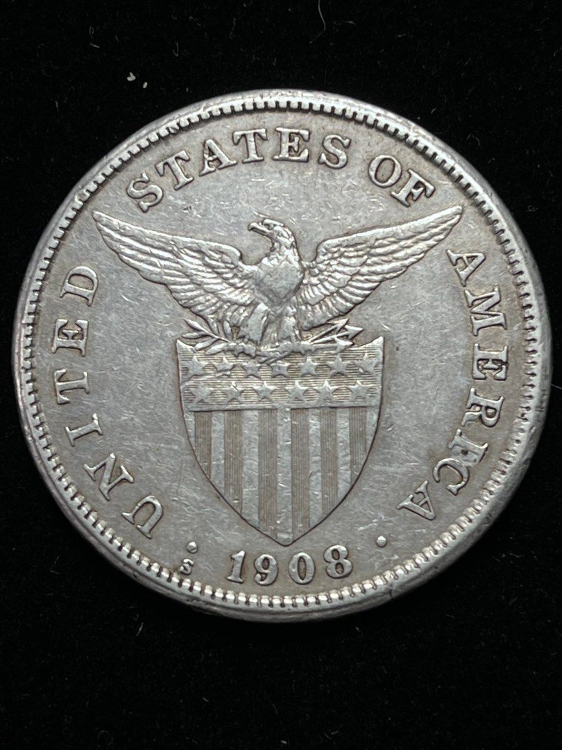 1908 One Peso Vintage Philippines US Sovereignty 75 percent Silver ...