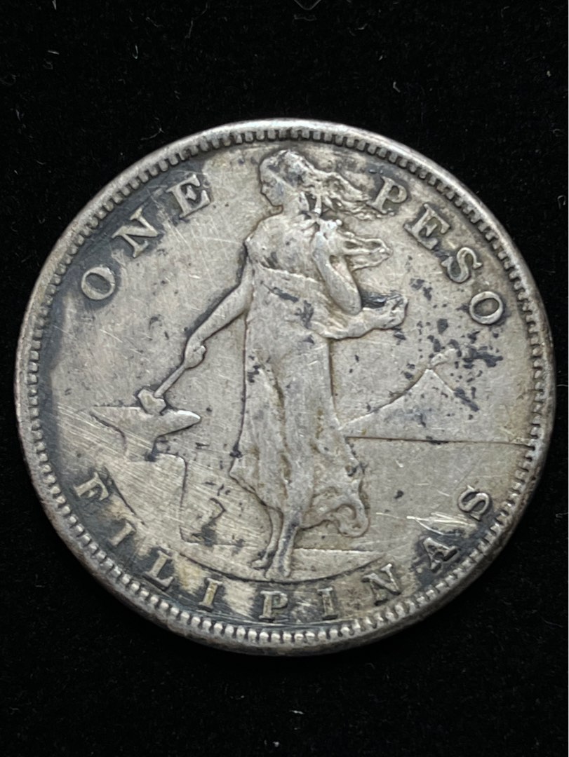 1908 One Peso Vintage Philippines US Sovereignty 75 percent Silver Coin ...