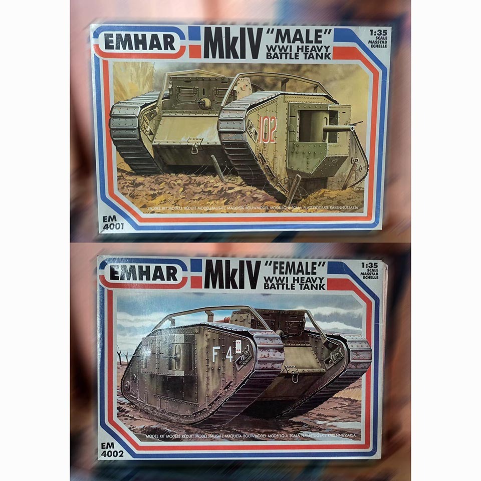 【拼裝模型_戰車】兩款 1/35 EMHAR Mk.IV WWI HEAVY BATTLE TANK MALE & FEMALE 雄及雌 一戰 ...