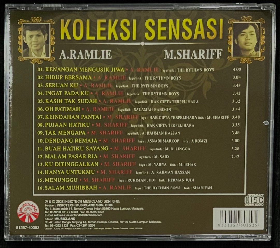 A.RAMLIE & M. SHARIFF - Koleksi Sensasi (Kenangan Mengusik Jiwa / Hidup ...