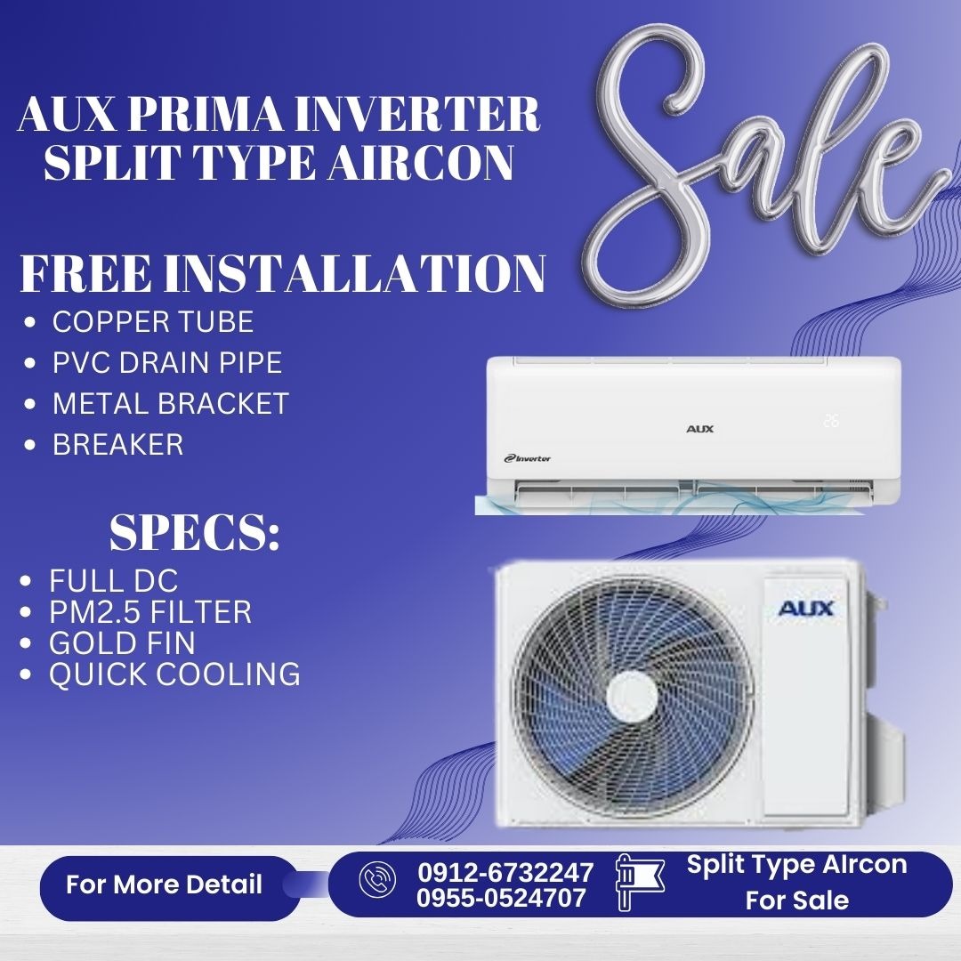 AUX PRIMA INVERTER SPLIT TYPE AIRCON FREE INSTALLATION, TV & Home ...