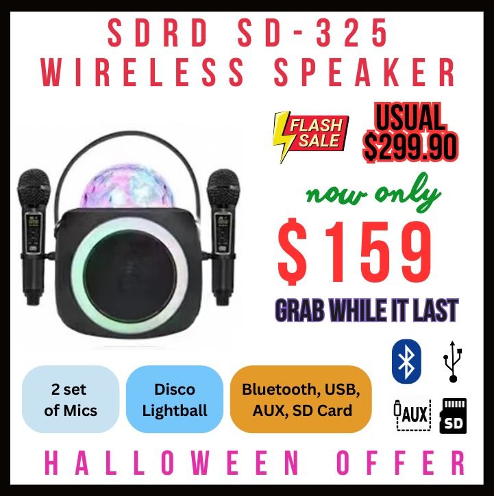 Brand New SDRD 325 Karaoke Machine with Disco Light Bluetooth Speaker ...