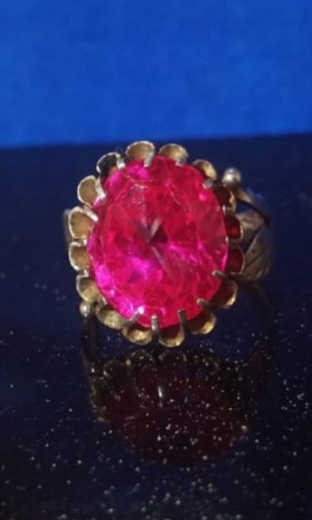 Cincin perak lapis emas batu Mirah Siam kekerasan 9 skala mohs asal ...