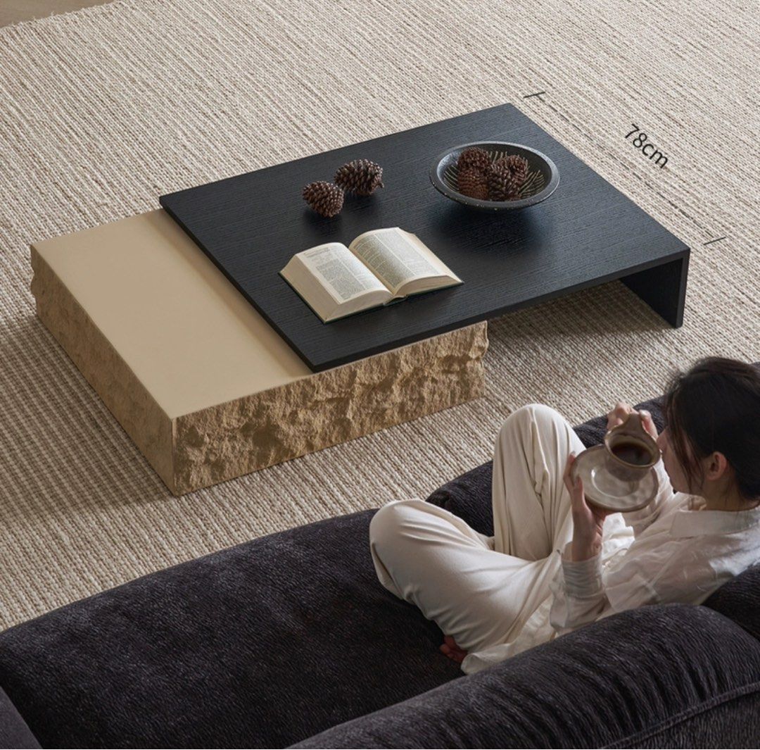 DUSTIN Modern Travertine Coffee Table, Furniture & Home Living ...