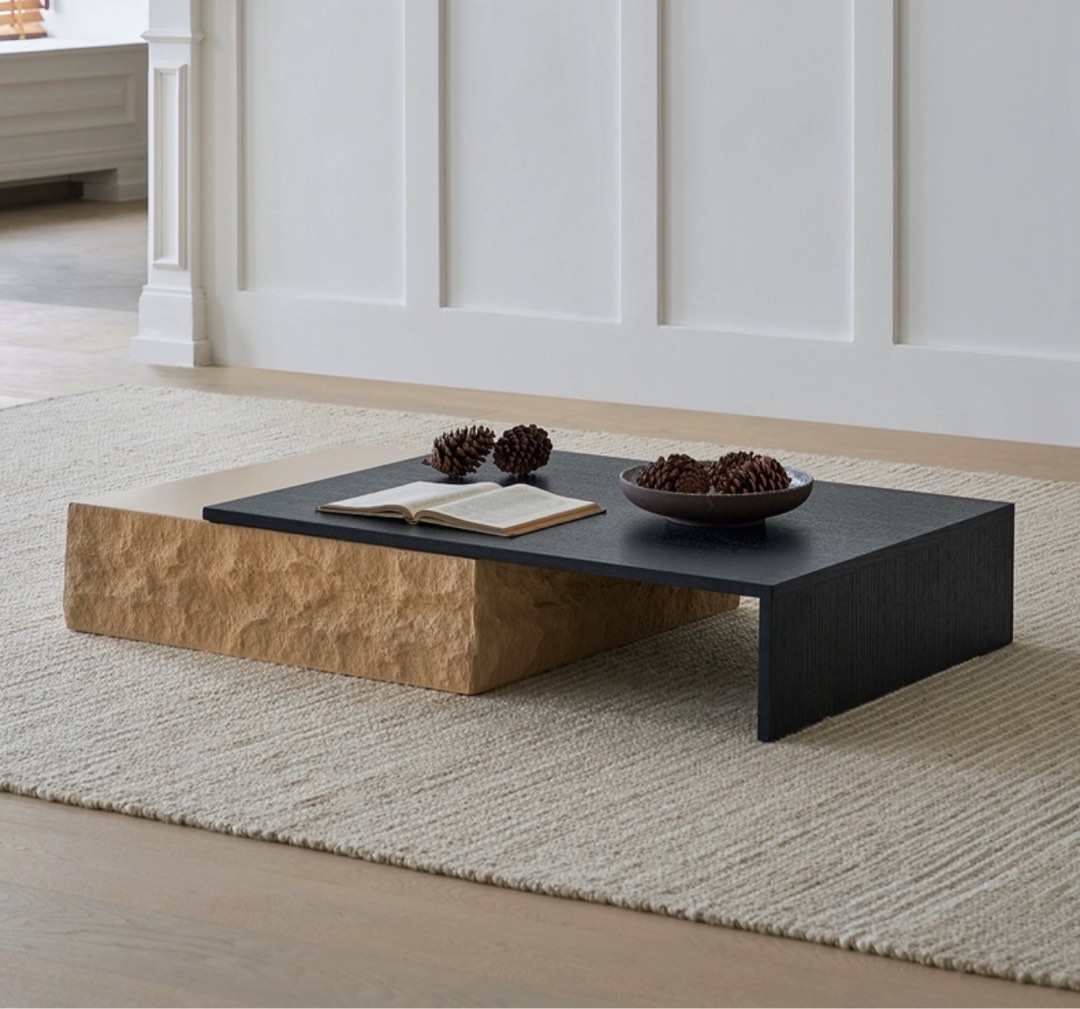 DUSTIN Modern Travertine Coffee Table, Furniture & Home Living ...