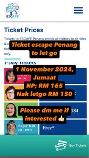 Escape Penang Ticket to let go, Tickets & Vouchers, Event Tickets on ...