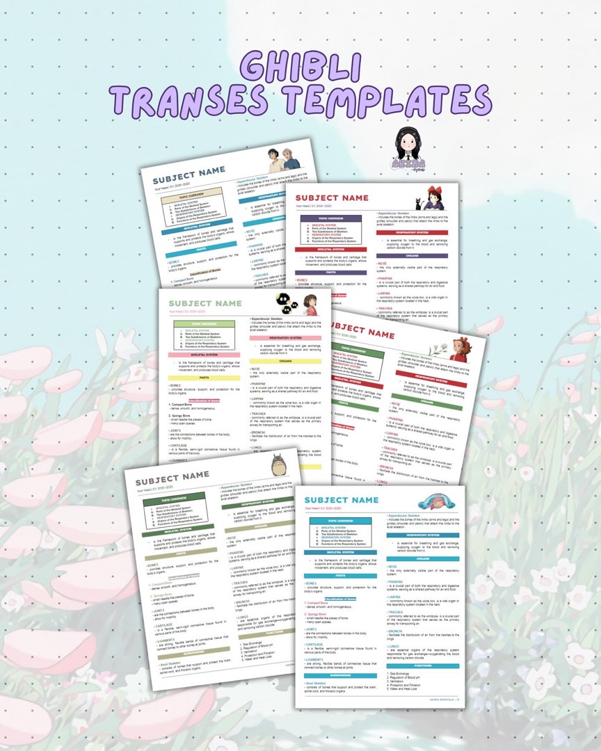 GHIBLI TRANSES TEMPLATE, Hobbies & Toys, Stationary & Craft, Stationery ...