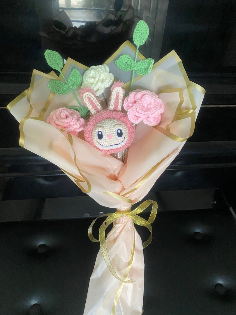 HANDMADE labubu flower bouquet crochet, Hobbies & Toys, Stationery ...