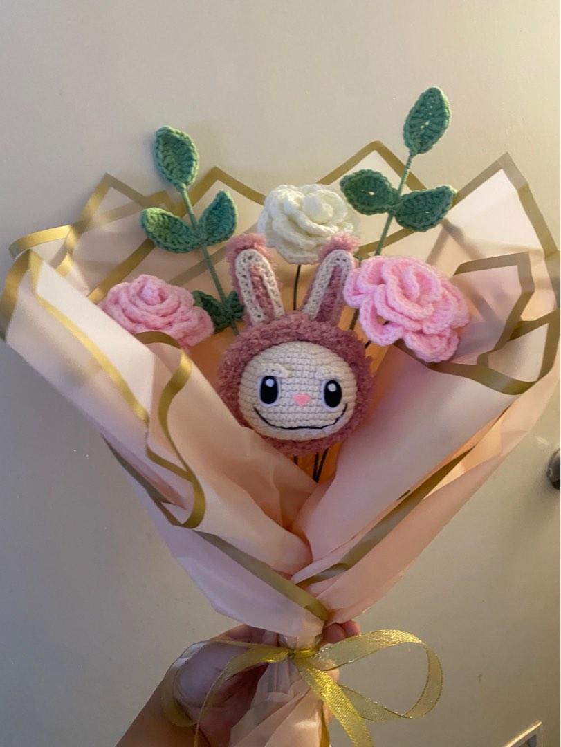 HANDMADE labubu flower bouquet crochet, Hobbies & Toys, Stationery ...