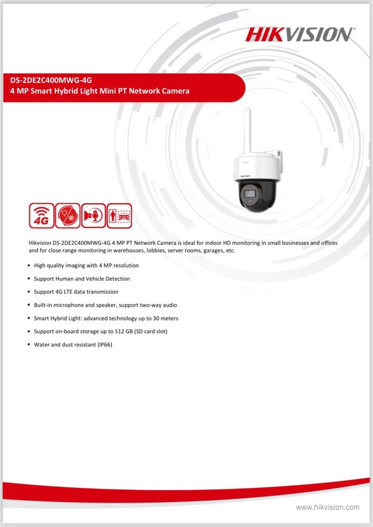 [Retail Exclusive] Hikvision WiFi 6 PTZ Pan Tilt 4MP Outdoor Smart Hybrid-light PTZ Network IP ...