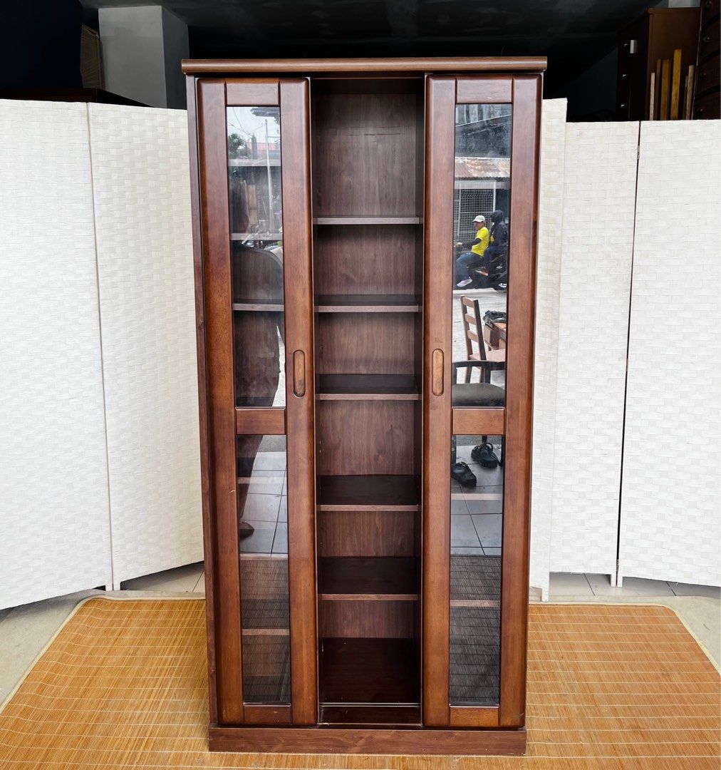 JAPAN SURPLUS SLIDING BOOKSHELF ADJUSTABLE SHELVES IN GOOD CONDITION ...
